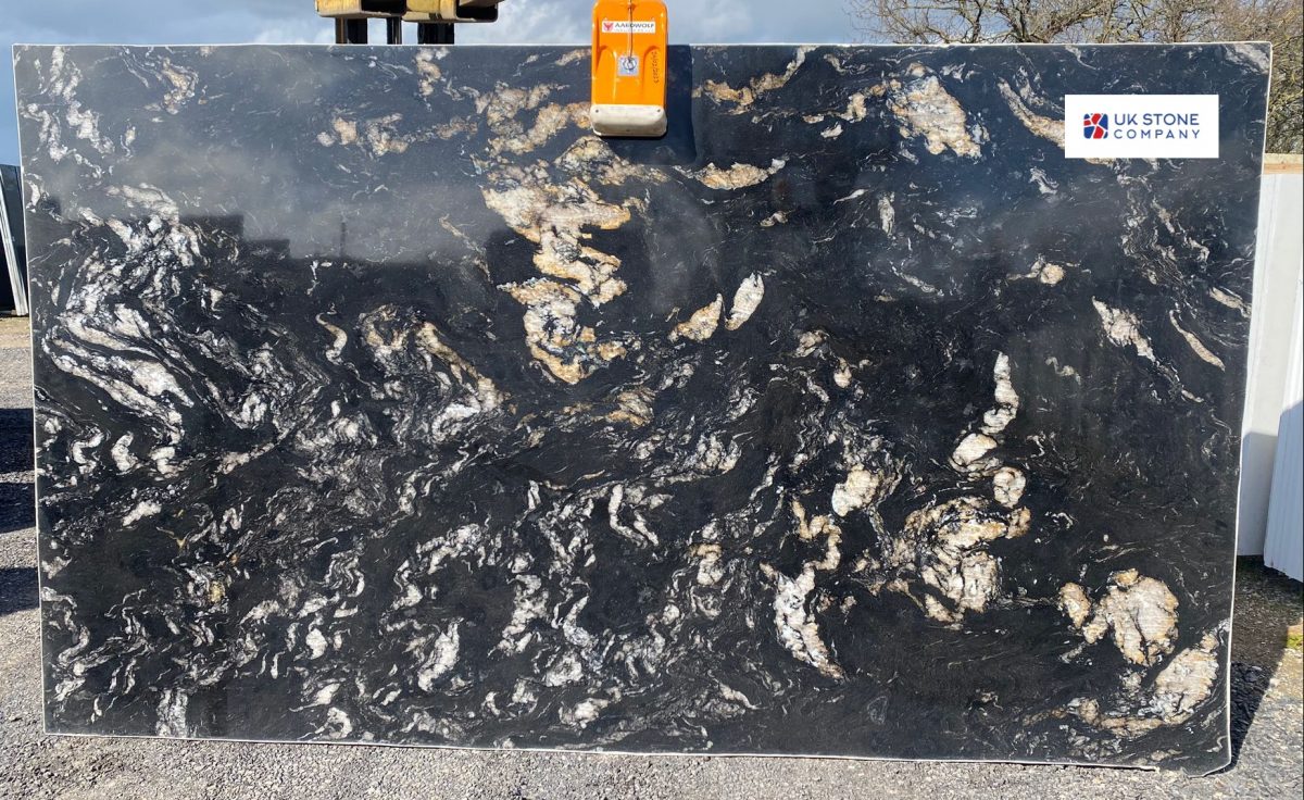 Cosmic Black / Titanium Gold Leather Granite 3cm Block No – 59128 – UK ...