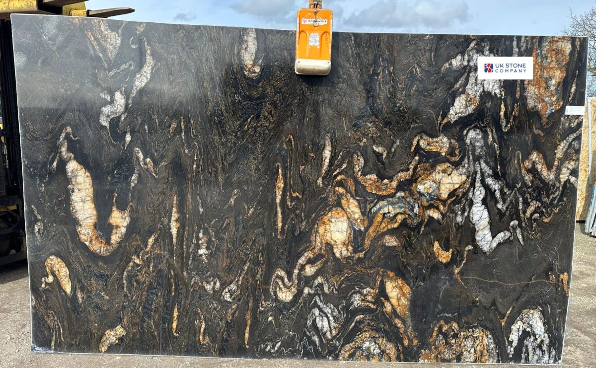 Cosmic Black / Titanium Gold Polished Granite 3cm Block No – 5434 – UK ...
